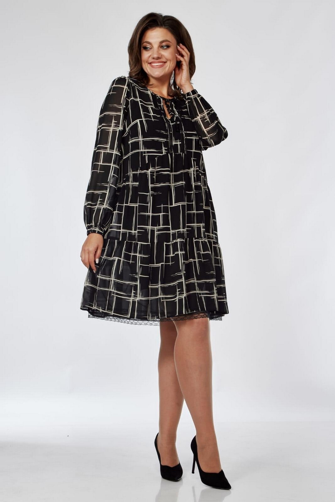 Платье 1035 черный + белый Milora купить в интернет магазине Велесмода